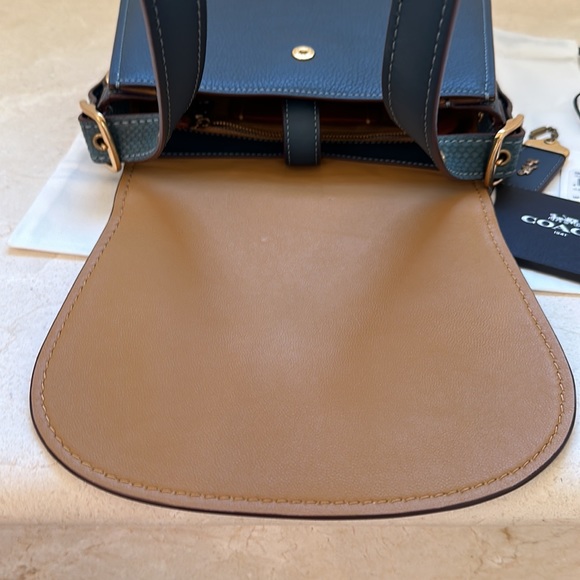 Coach | Bags | Authentic Coach Saddle Bag 23 In Blue With Python Strap ...